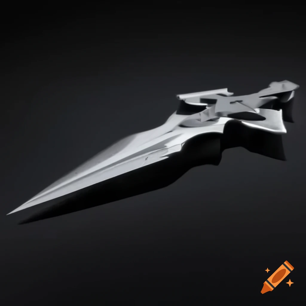 Dagger-shaped car with sleek metallic body and sharp edges on Craiyon