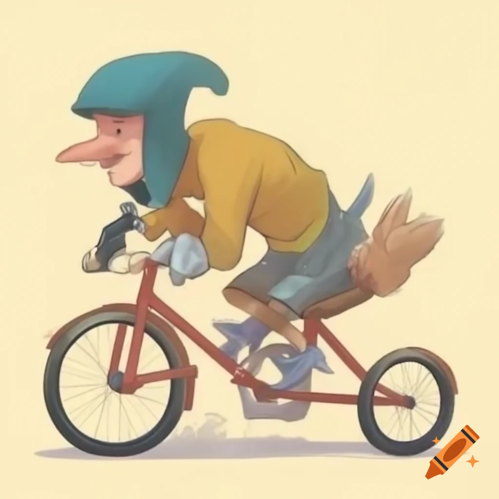 Child riding a bicycle wearing a helmet in comic style on Craiyon
