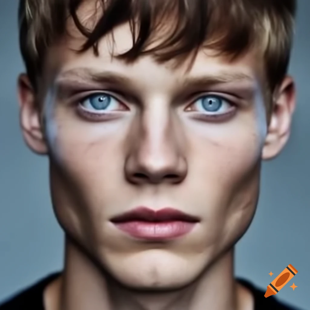 Handsome young Swedish man with crew cut and light blue eyes on Craiyon