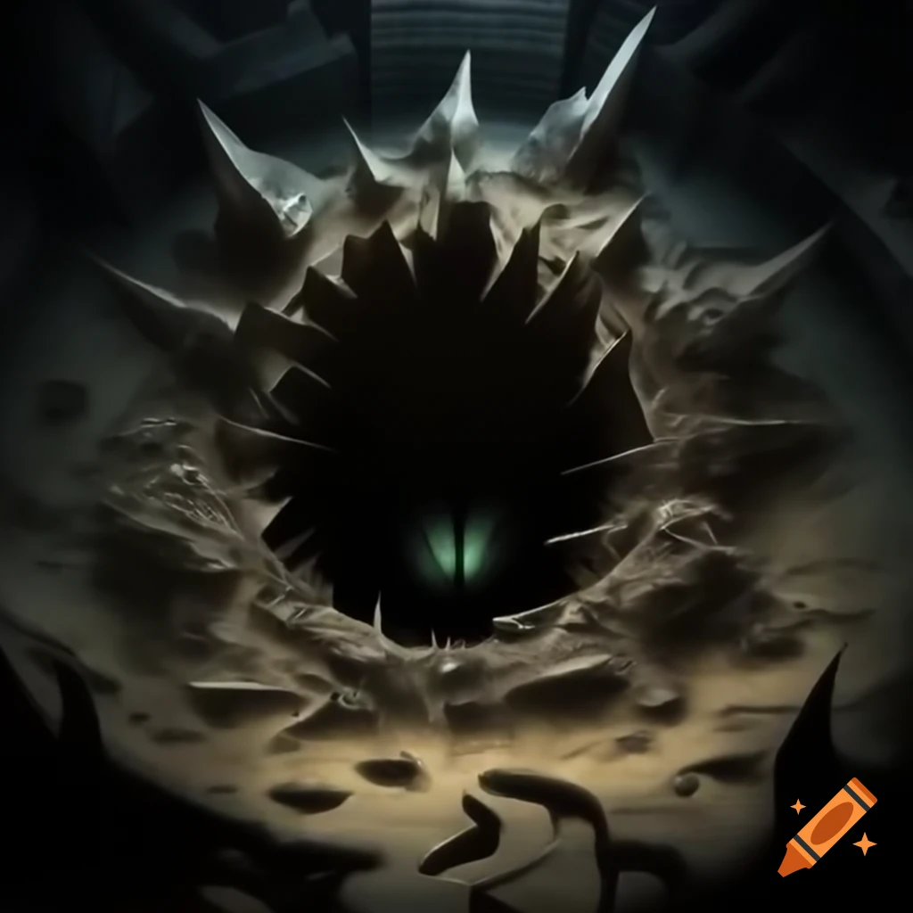 Dungeon room with dark spikes and pitfall trap of sharp stalagmites on ...