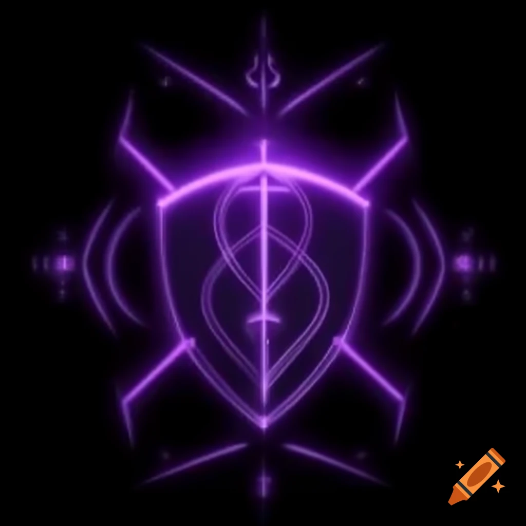 Dark purple symbol of digital defiance featuring shield and glowing ...