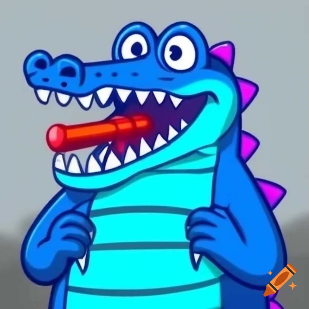 Cartoon alligator showcasing yo-yo skills with a bright red yo-yo on ...