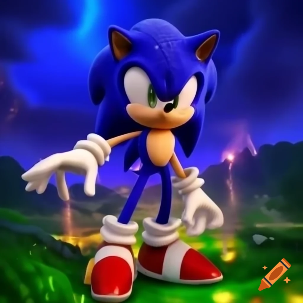 Sonic the hedgehog in denim jeans showcasing a laid-back style on Craiyon