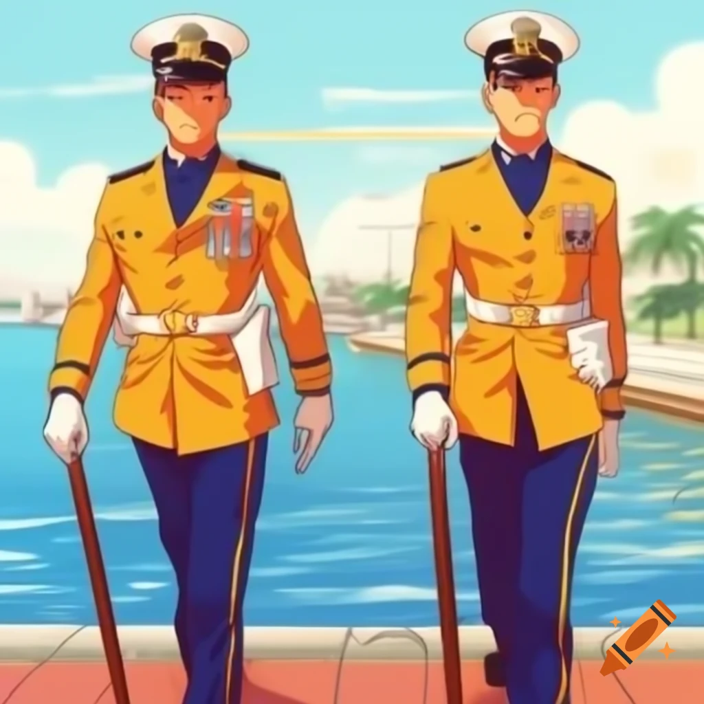 80s-style anime illustration of Coast Guard officers on Miami ...