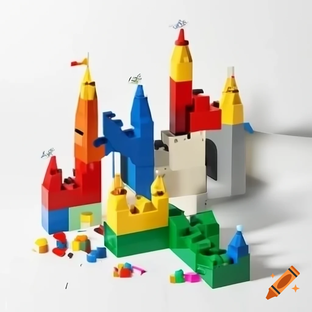 Colorful lego block castle on Craiyon