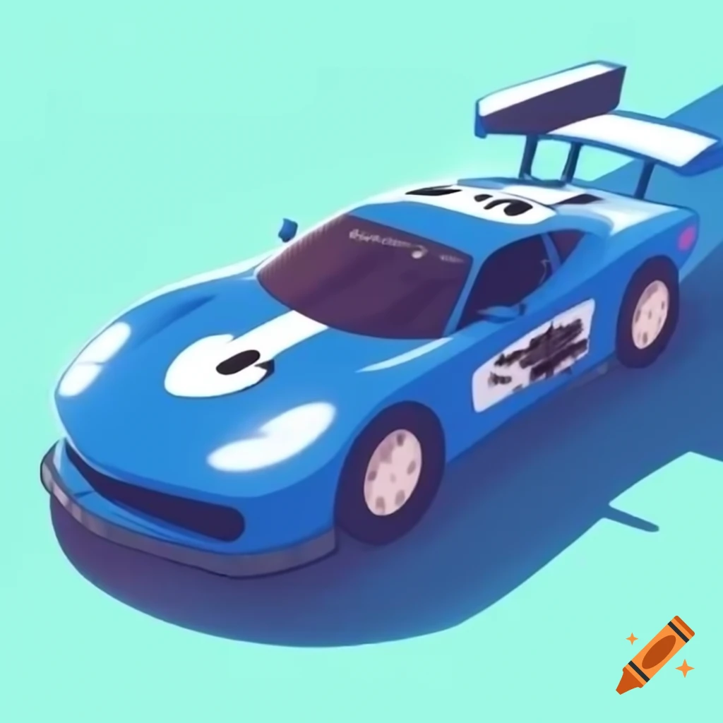 Blue cartoon supercar named cretos on Craiyon