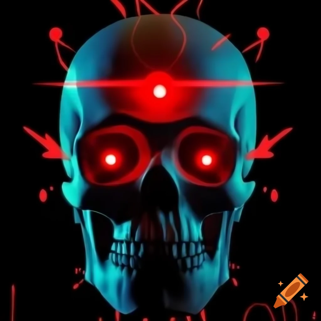 Abstract digital illustration featuring IP Address eye and skull with ...