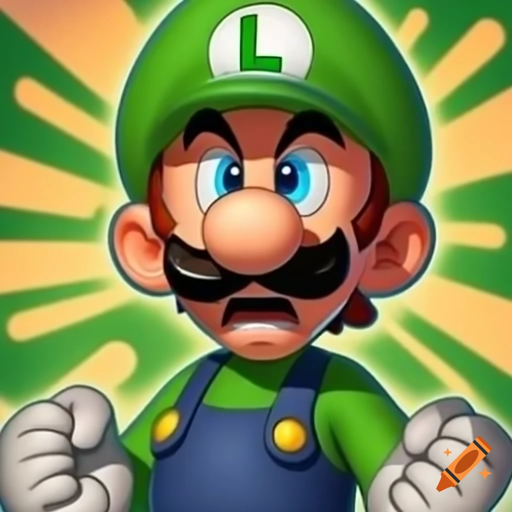 Angry luigi character illustration on Craiyon