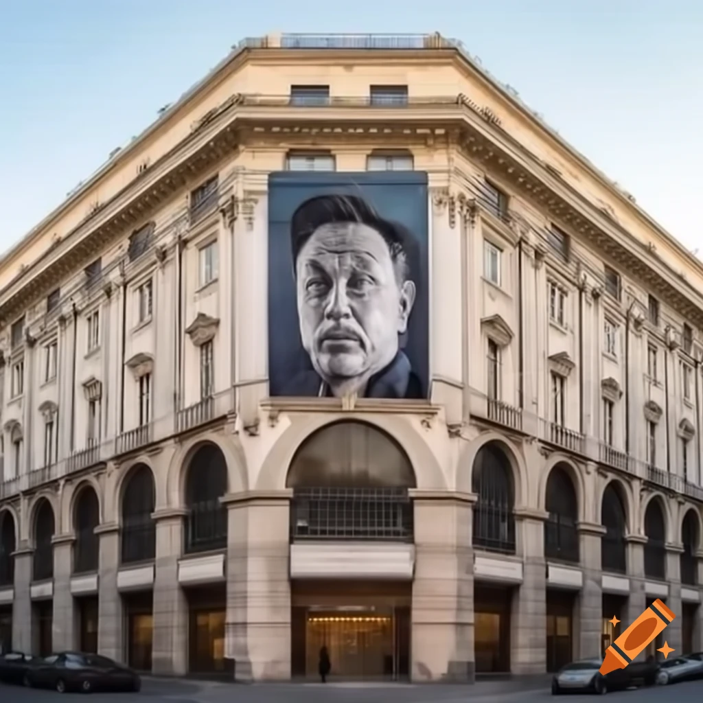 Building combining Mussolini's architecture with Elon Musk's face on ...
