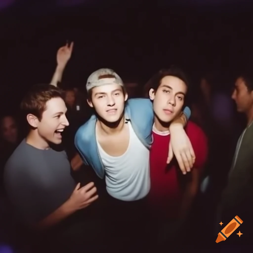 Two friends enjoying a party together with others on Craiyon