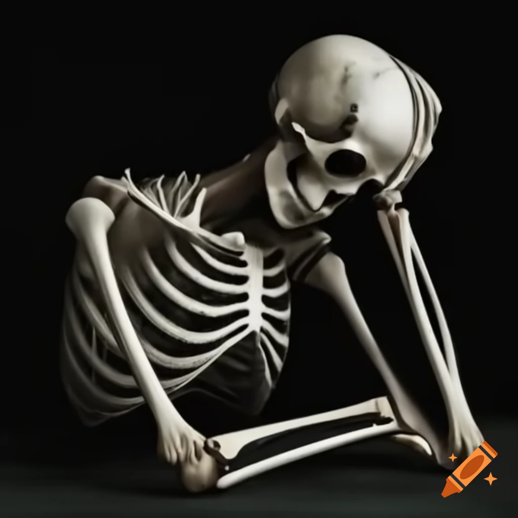 Sad skeleton illustration on Craiyon
