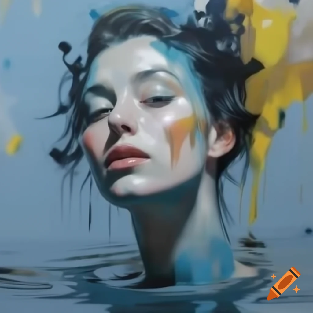 Abstract portrait created with oil paint in muted colors, modernist ...