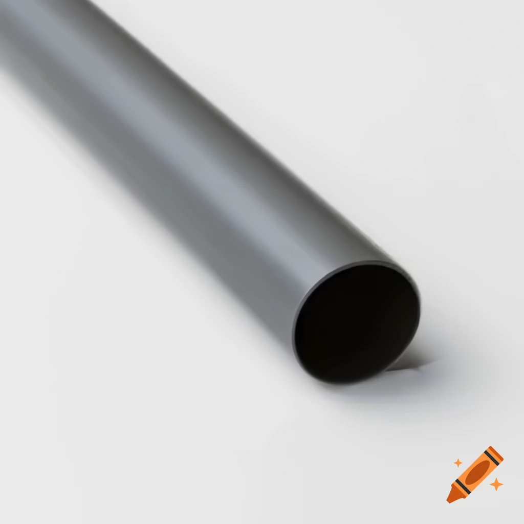 Realistic black steel cylindrical pipe with scratches on white ...