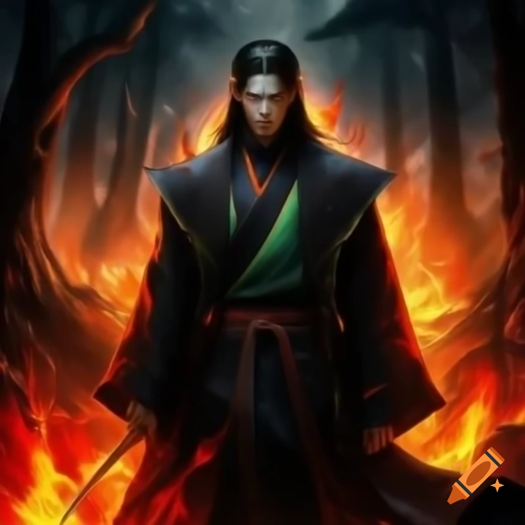 San from ateez as prince zuko in fire nation attire during battle on ...