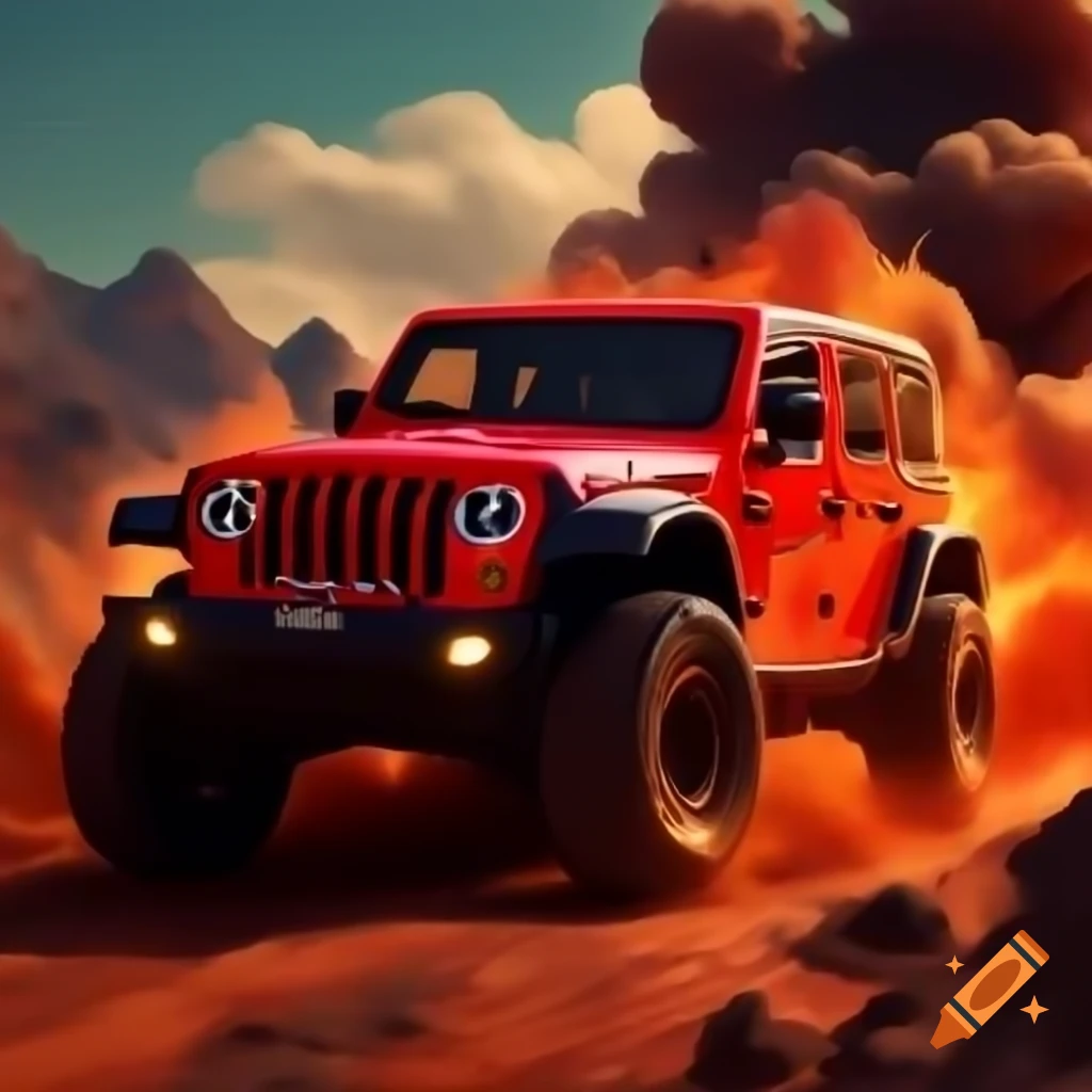 Custom avatar design for red Jeep Wrangler Rubicon Unlimited JK ...