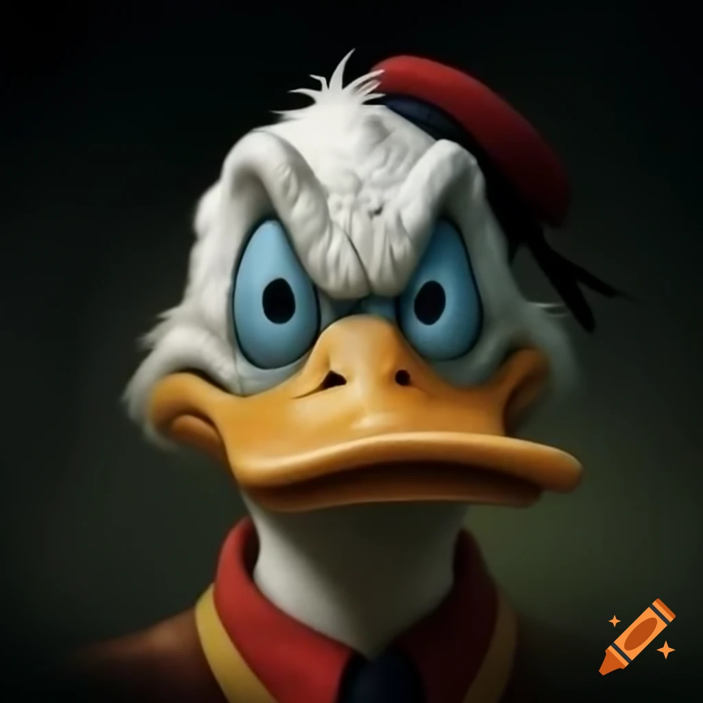 Scary version of Donald Duck character on Craiyon