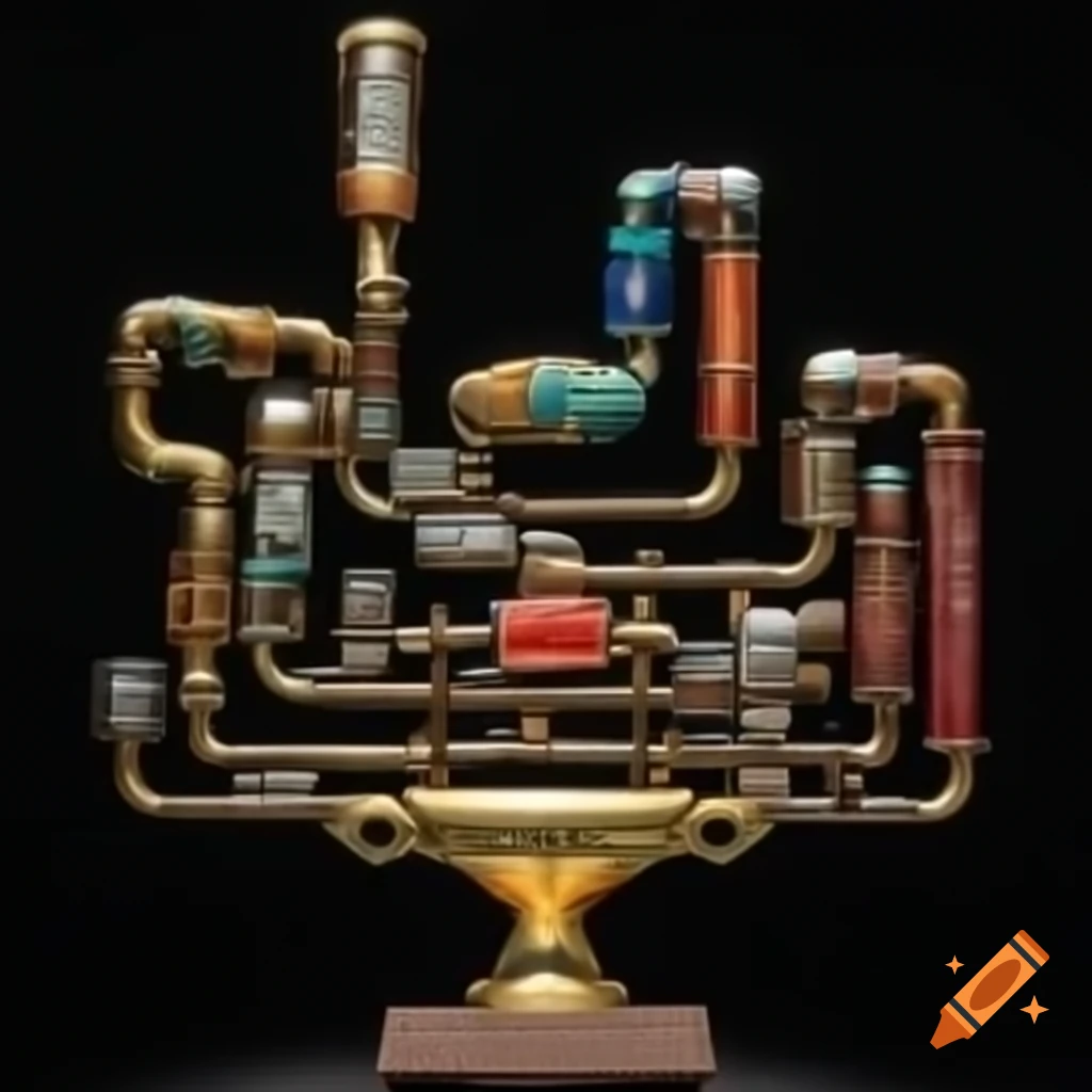 Colossal trophy with intricate network of miniature pneumatic pipes on ...
