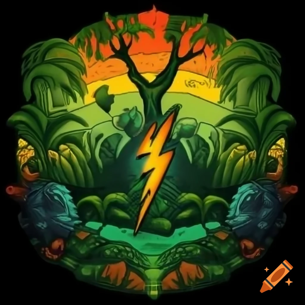 Logo concept featuring iconic lightning bolt in red and yellow on Craiyon