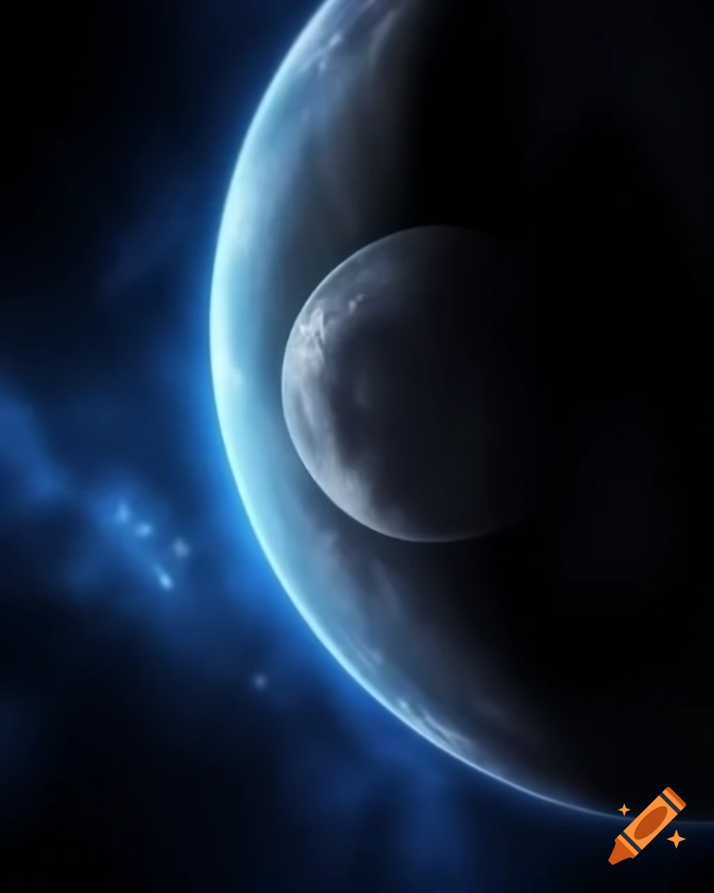 Icy planet in outer space on Craiyon