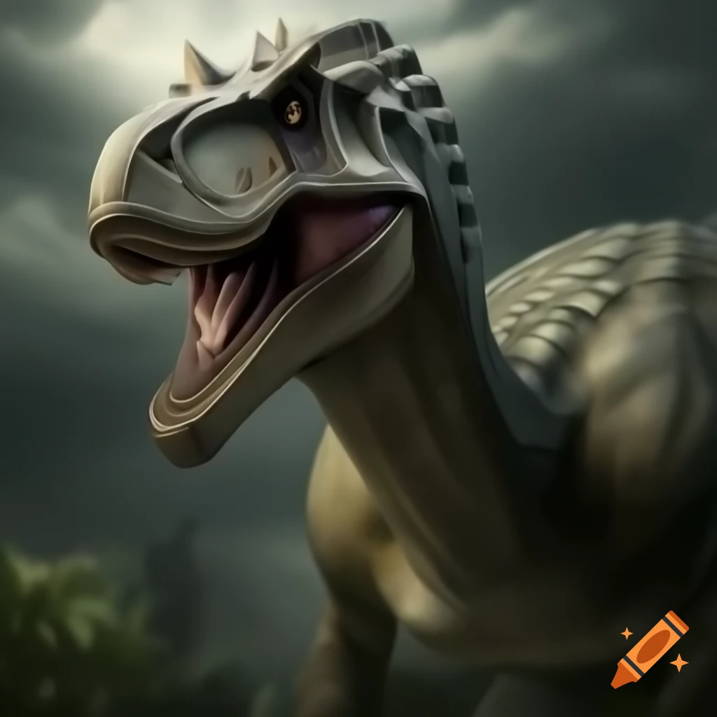 Majestic creature with long neck, powerful head, and Ankylosaurus tail ...