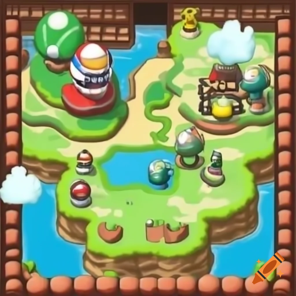 Colorful world inspired by mario bros with hills and blocks on Craiyon