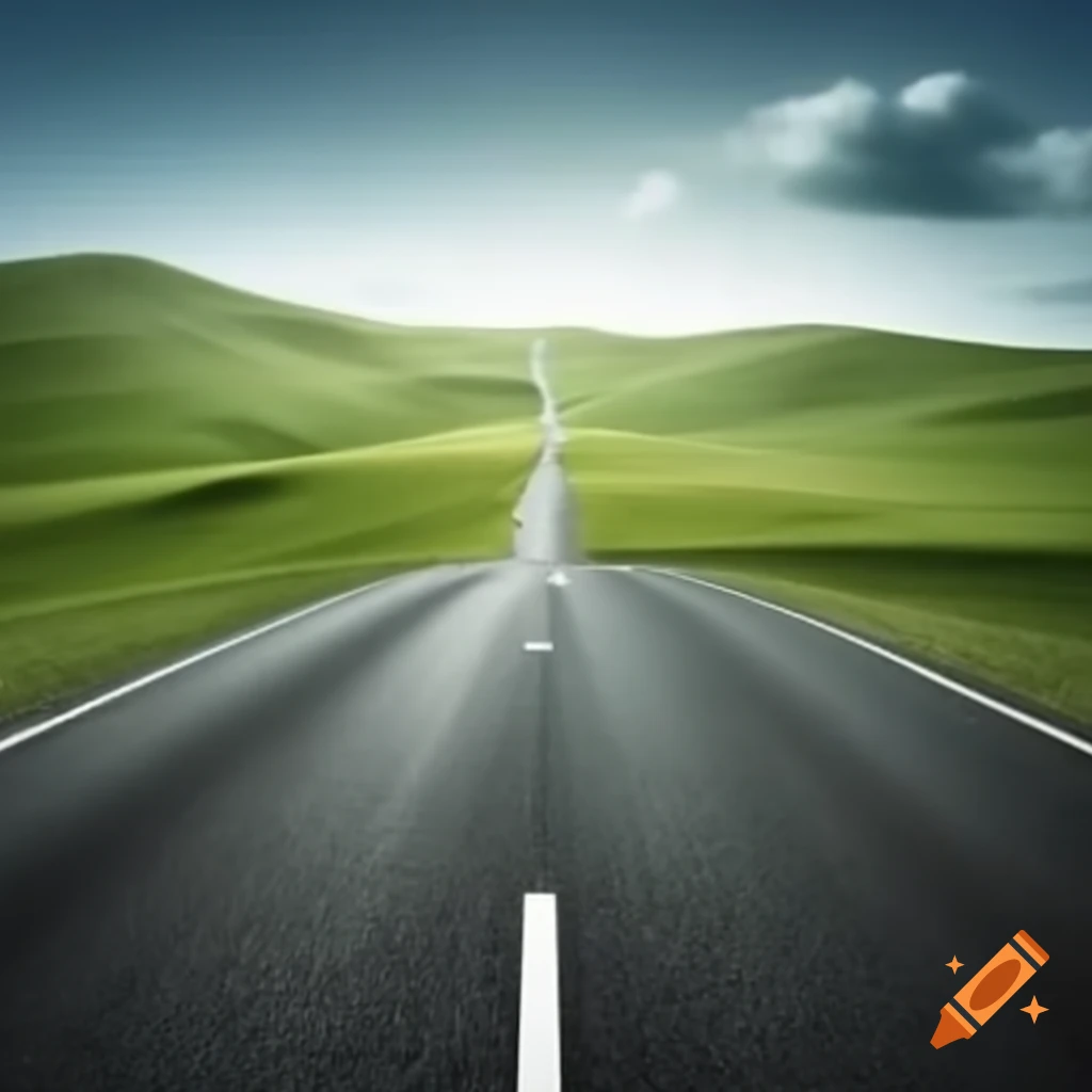 Rough uphill road representing difficult journey to success on Craiyon