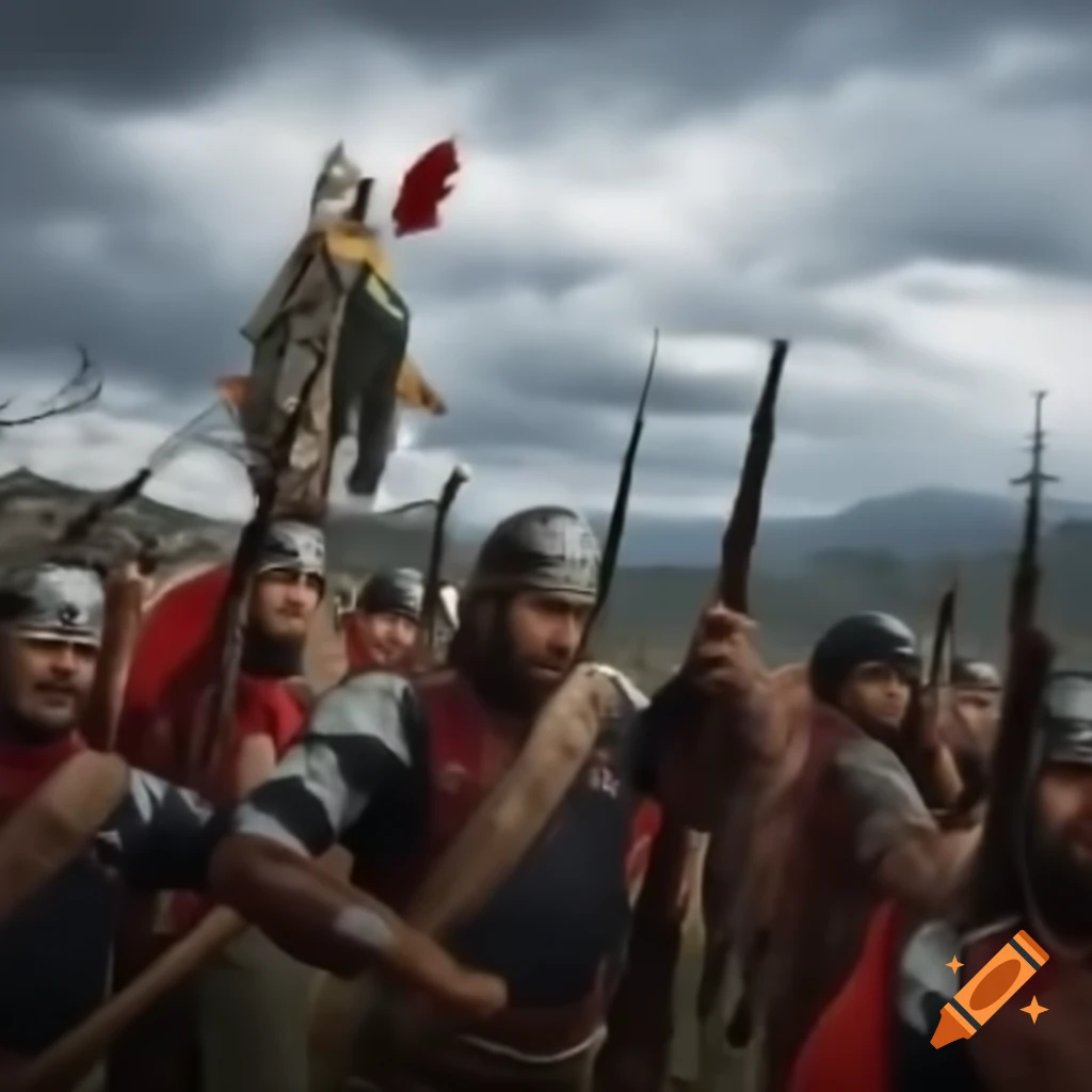 Realistic depiction of the battle of covadonga in 722 with leader ...