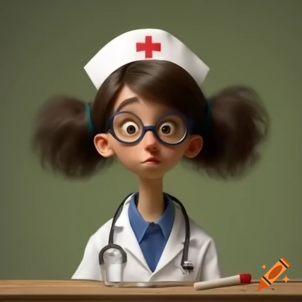 Humorous portrayal of a nurse student without a stethoscope on Craiyon