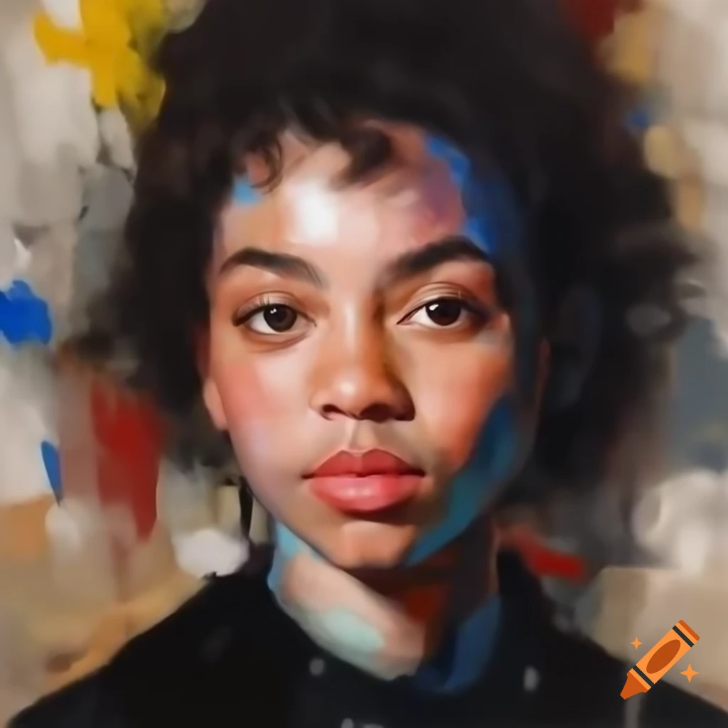 Contemporary mixed media portrait painting on Craiyon