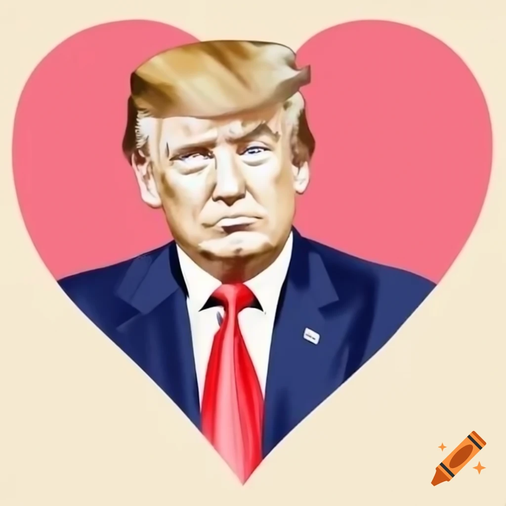 Drawing of donald trump within a heart shape on Craiyon