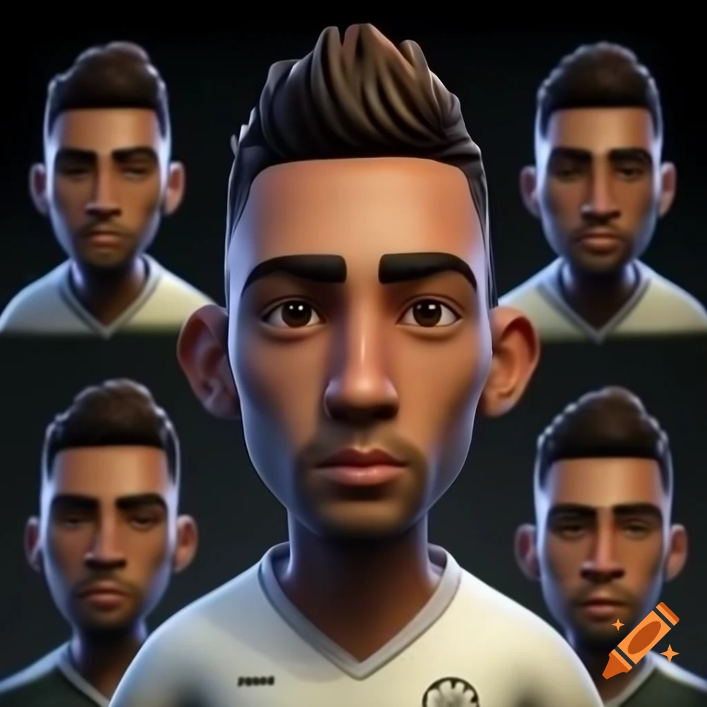 3D animation of a soccer player facing camera with full body visible on ...
