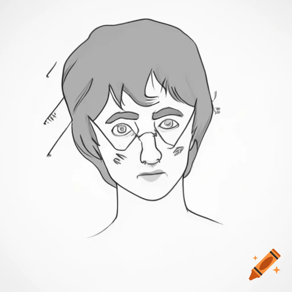 Minimalist line drawing of a face with lightning bolt scar, inspired by ...