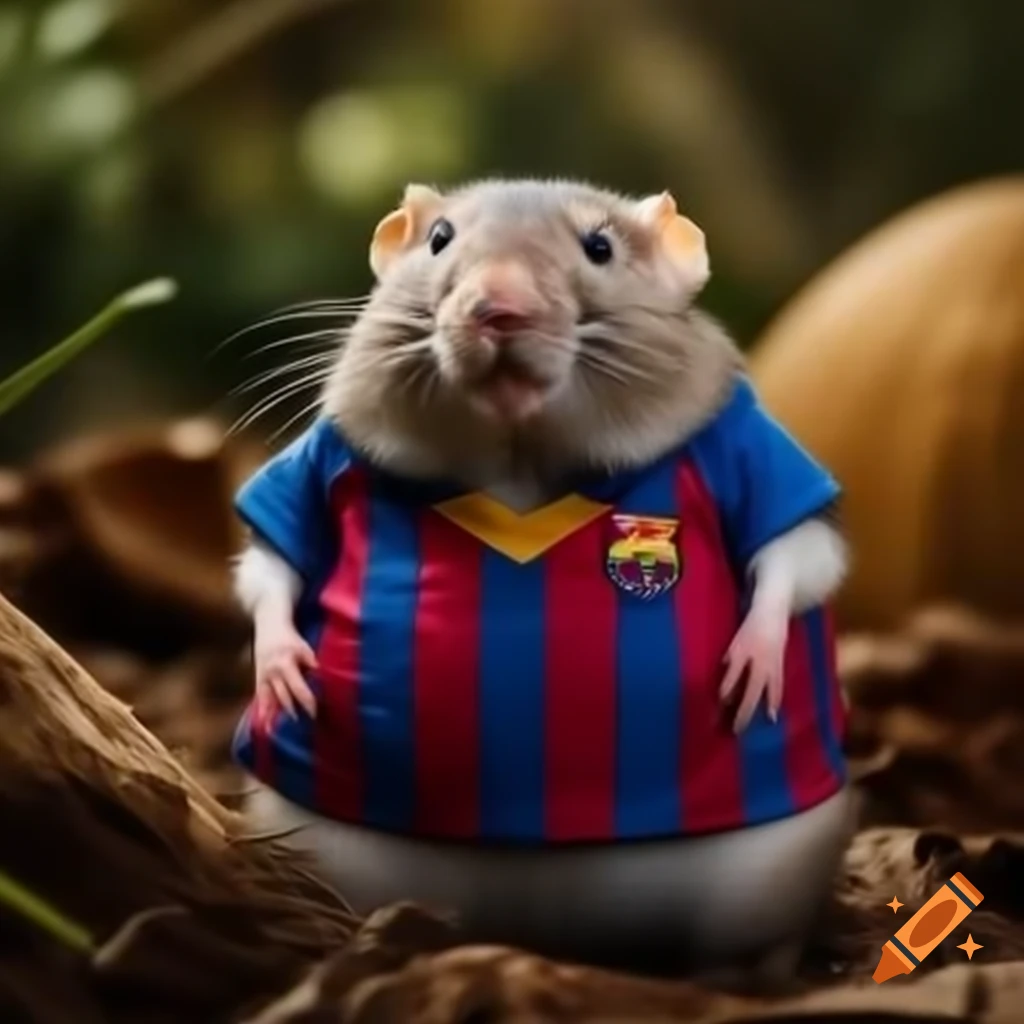 Rat wearing barcelona jersey on Craiyon