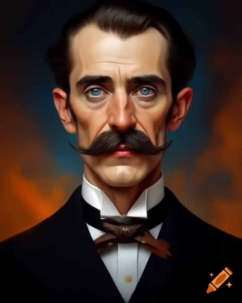 Realistic portrait of a 1920s gentleman with impressive moustache on ...