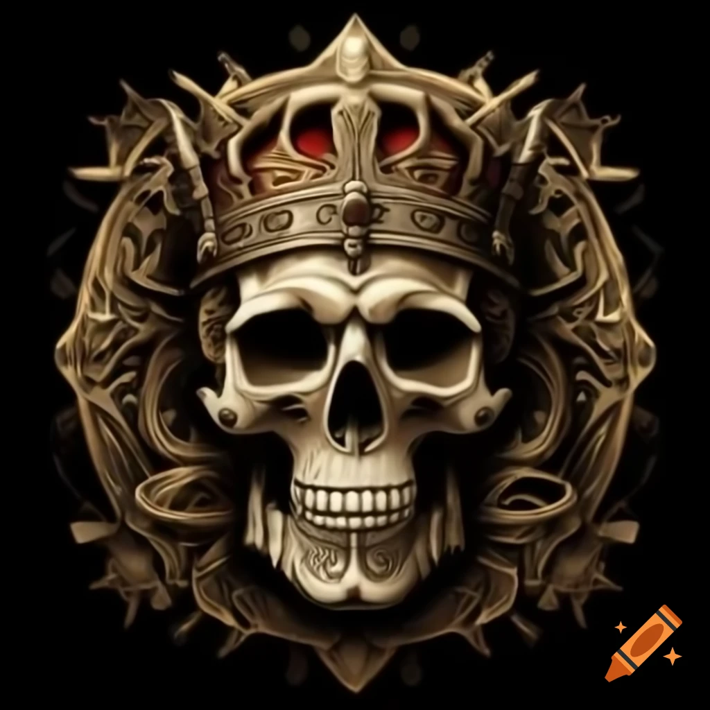 Intricately adorned skull with crown made of padlocks, known as the ...