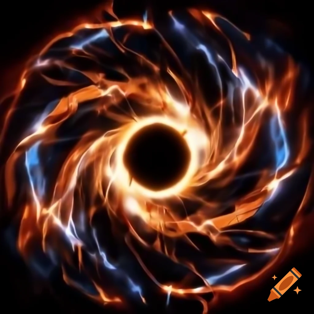 Spiraling view of solar system in infinite toroidal plasma loop on Craiyon