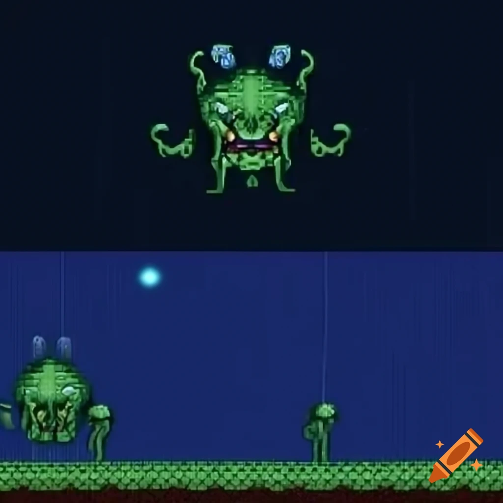 Pixelated side profile of alien hybrid creature from planet zorb on Craiyon