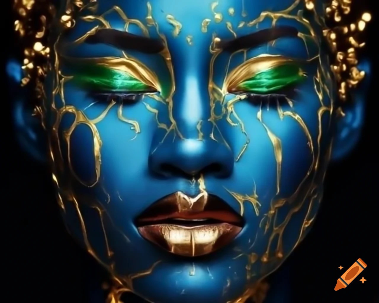 Skin featuring deep cobalt blue with streaks of yellow gold, red gold ...