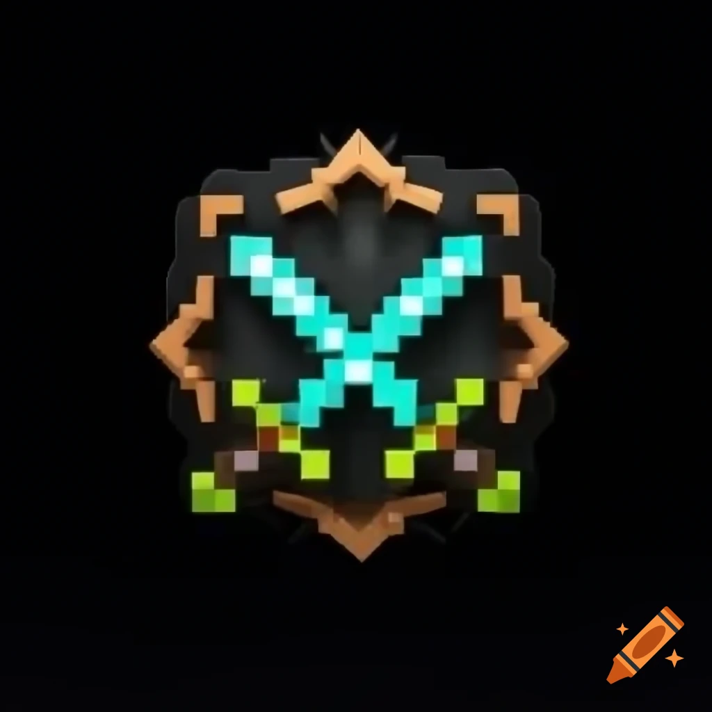 Minecraft-inspired round logo featuring a sword on a black background ...