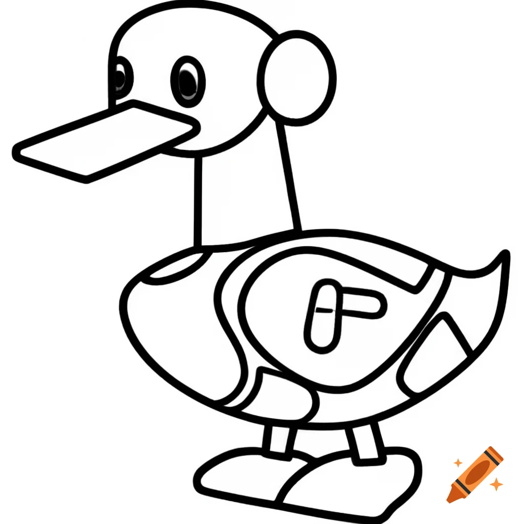 Robot duck coloring sheet for children on Craiyon