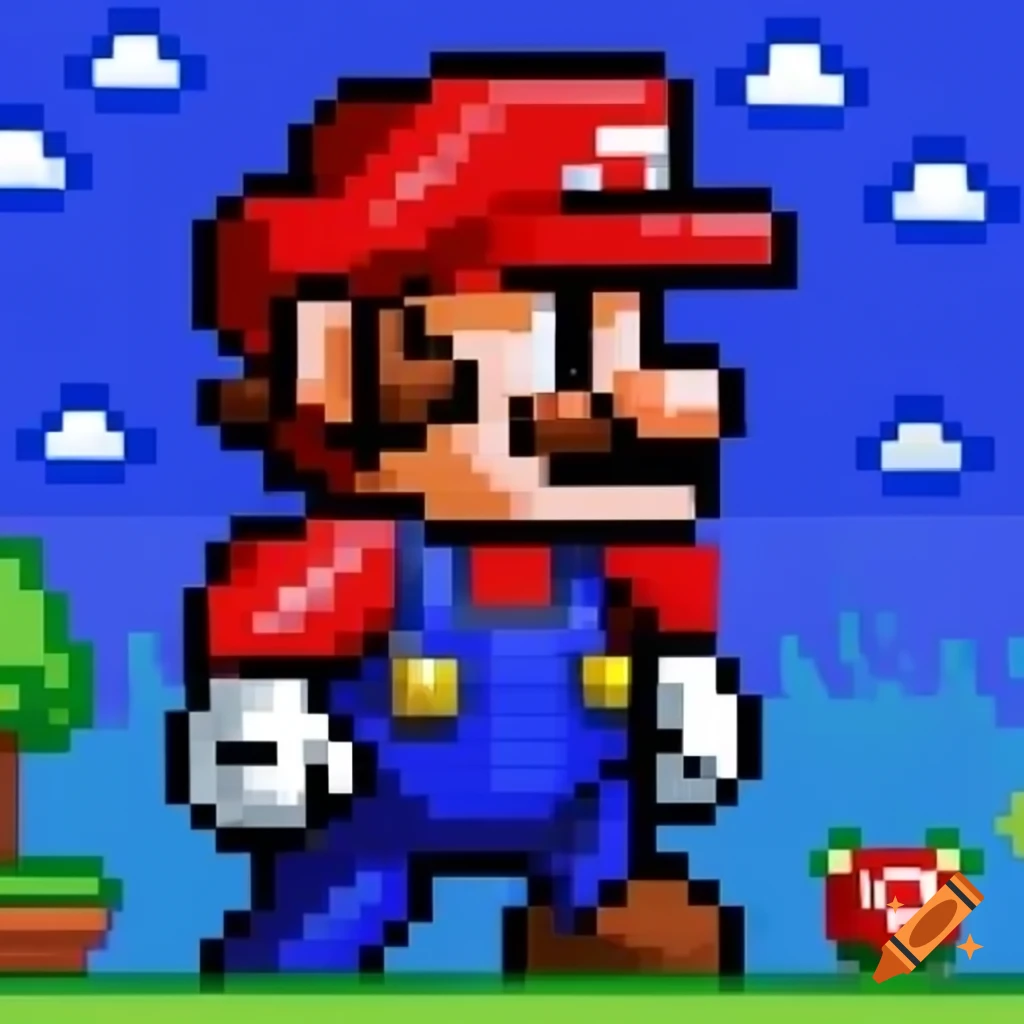 Pixel art character design of futuristic mario in 2d full body for ...