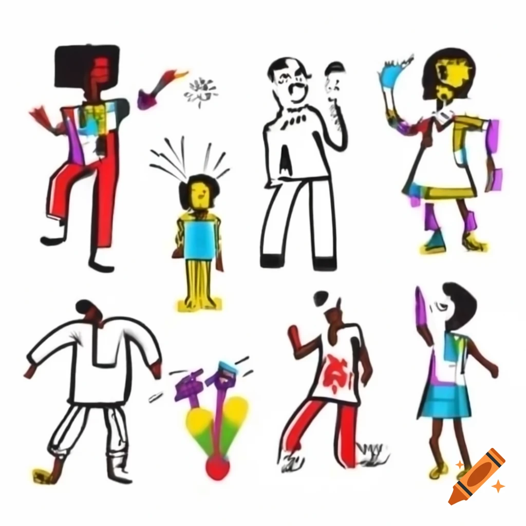 Lively character sketches inspired by jean michael basquiat on Craiyon