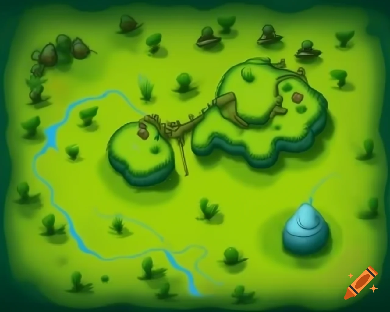 Cartoony RPG battle map titled 'Oozing Marsh' with Slop Slope and ...