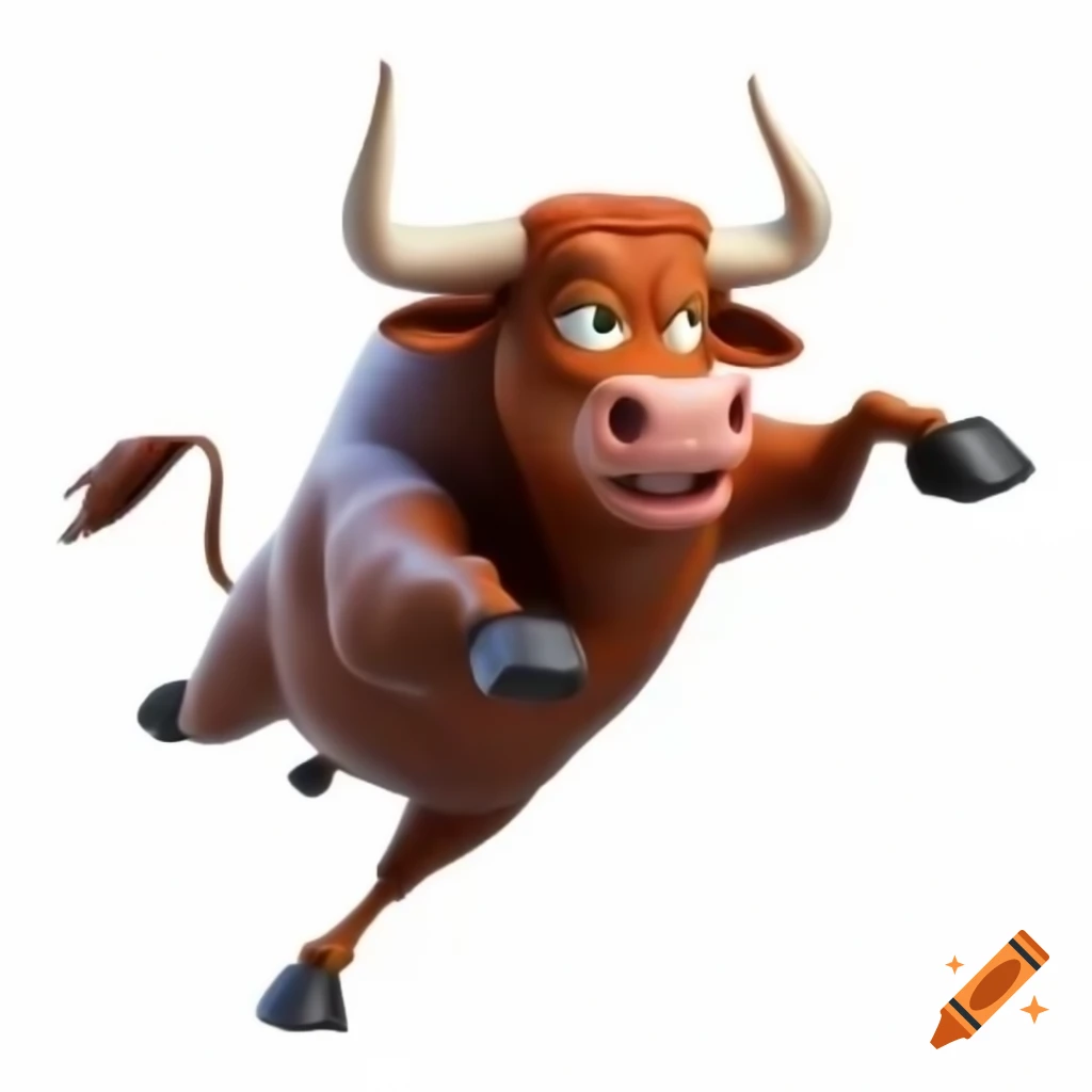 3D Disney Pixar animated bull in running pose on Craiyon