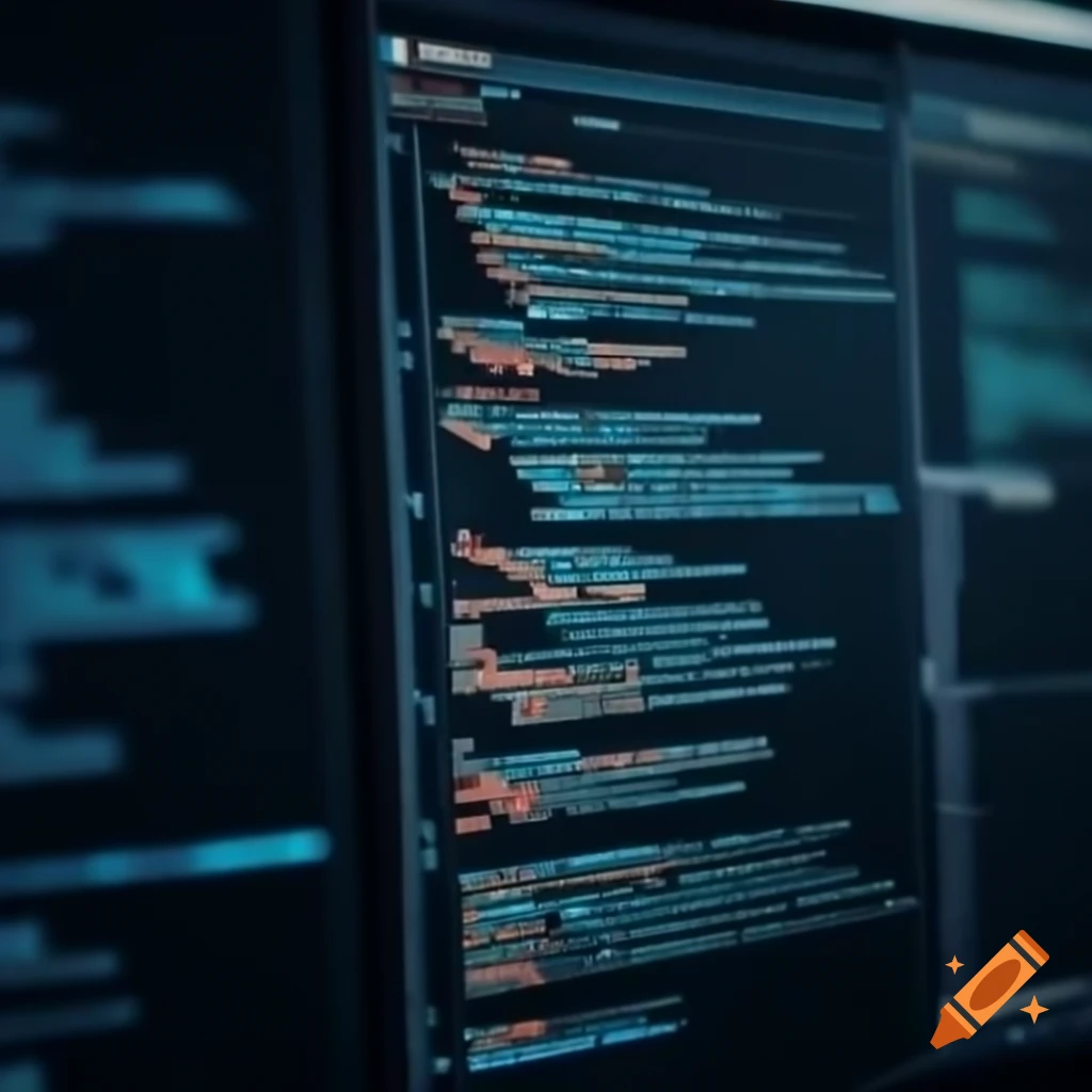Coding on a computer screen on Craiyon