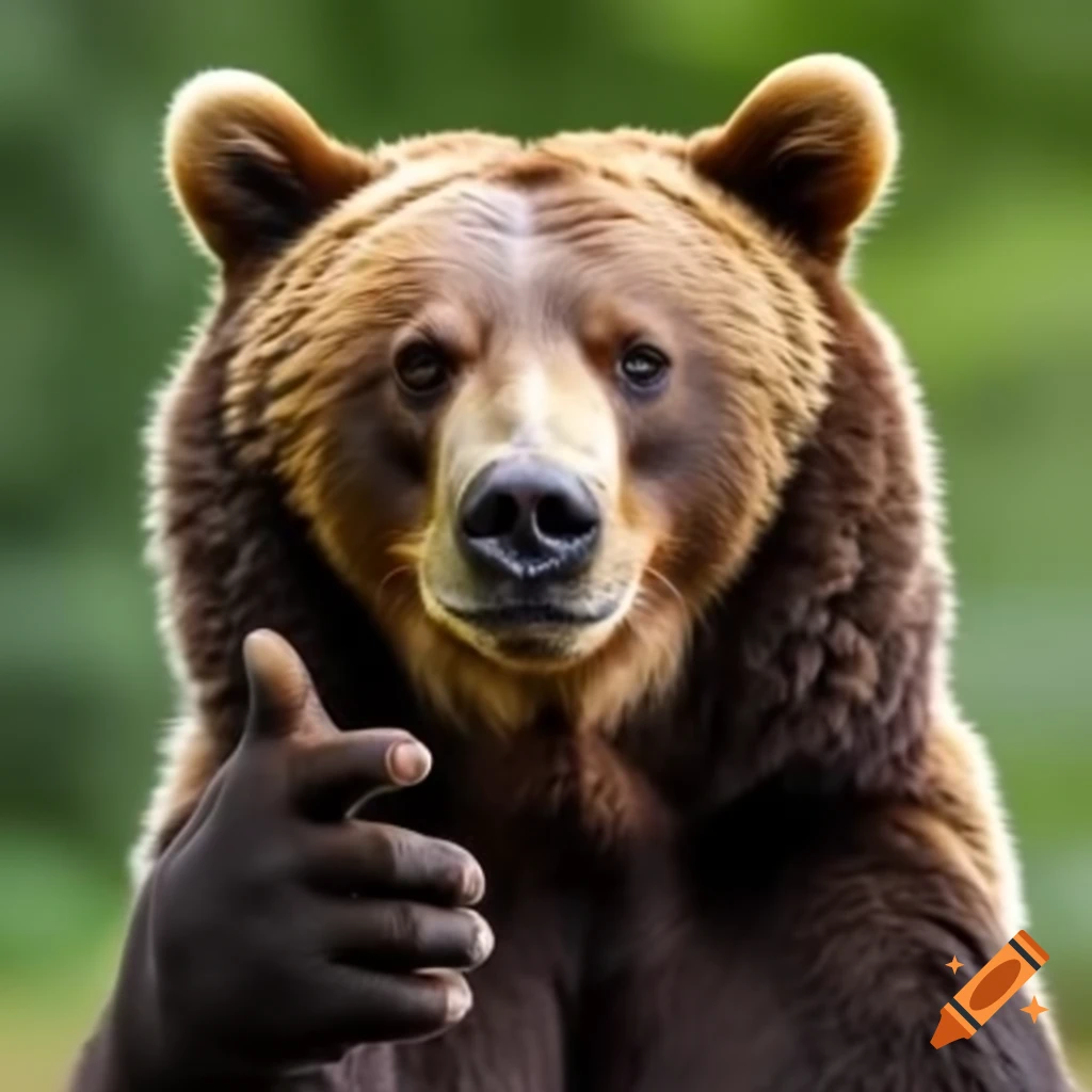 Realistic bear giving thumbs up gesture on Craiyon