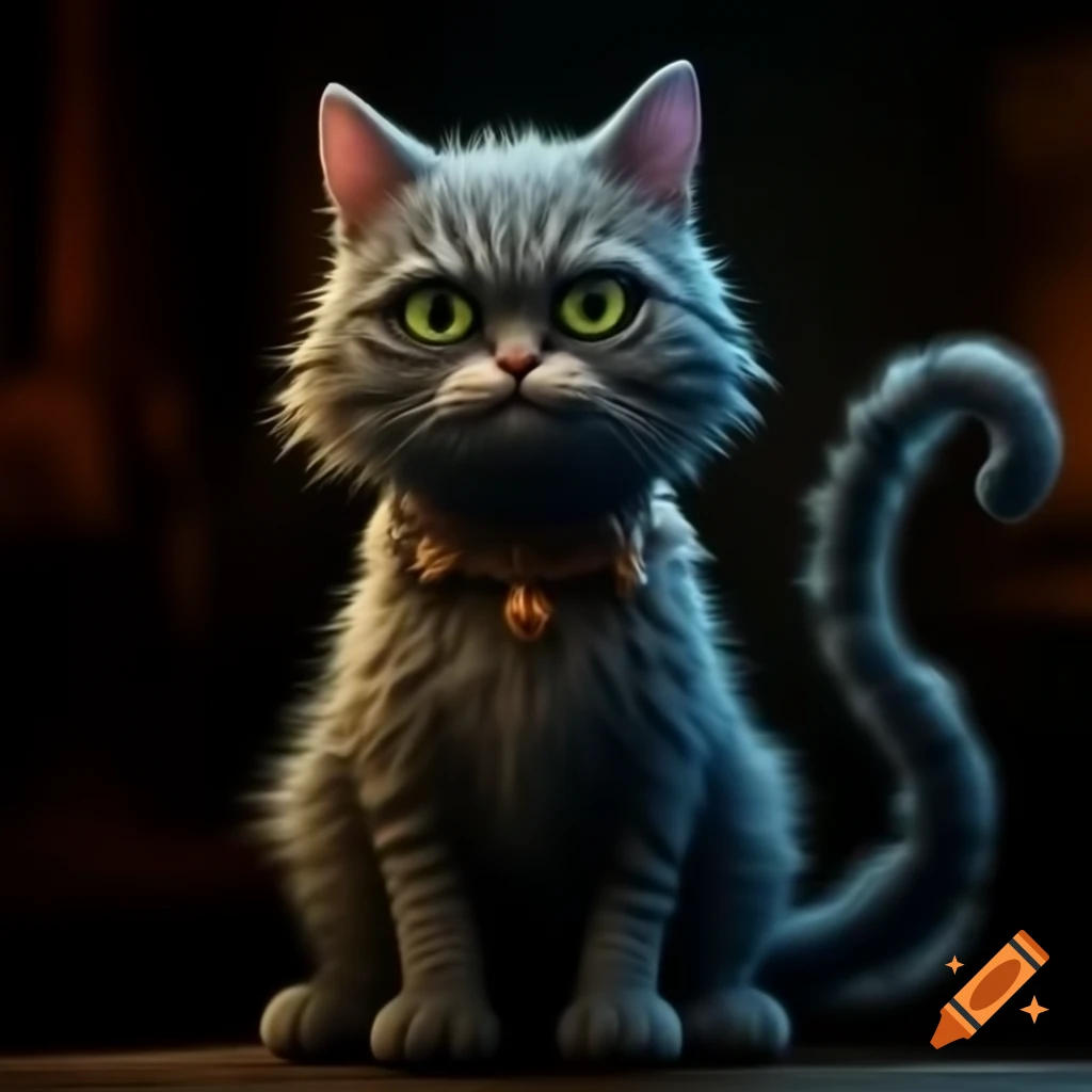 Gray cat monster illustration on Craiyon