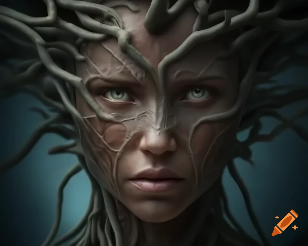 Hyper-realistic close-up of interconnected life forms on Craiyon