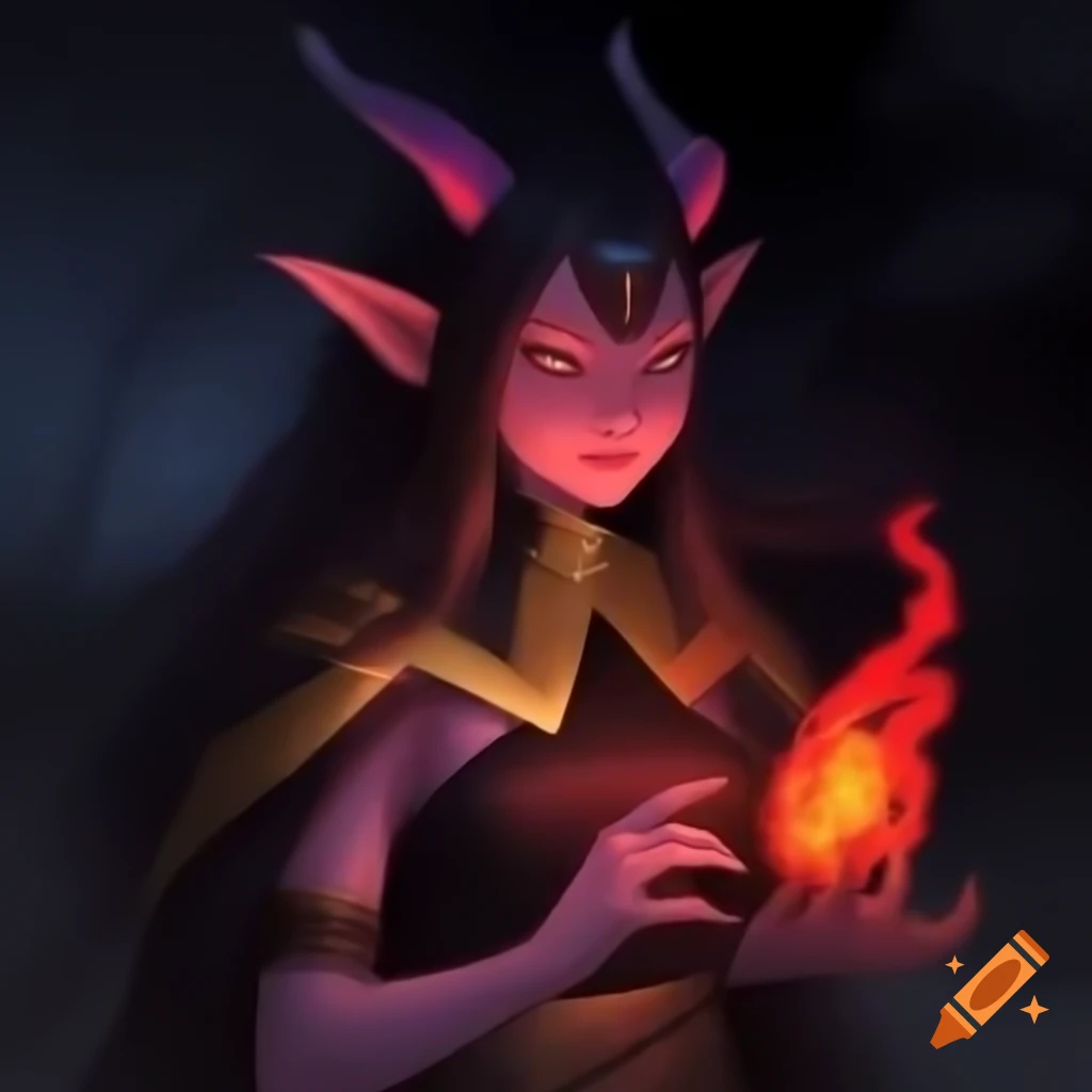 Anime style female character depicting divine and demon elements on Craiyon