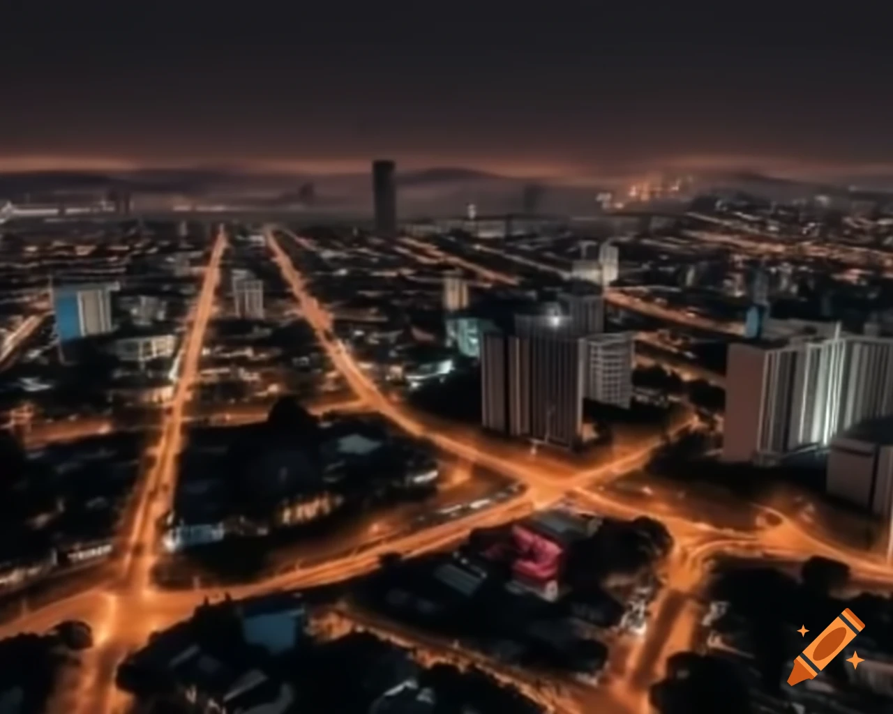 Addis Ababa cityscape at night with illuminated buildings on Craiyon